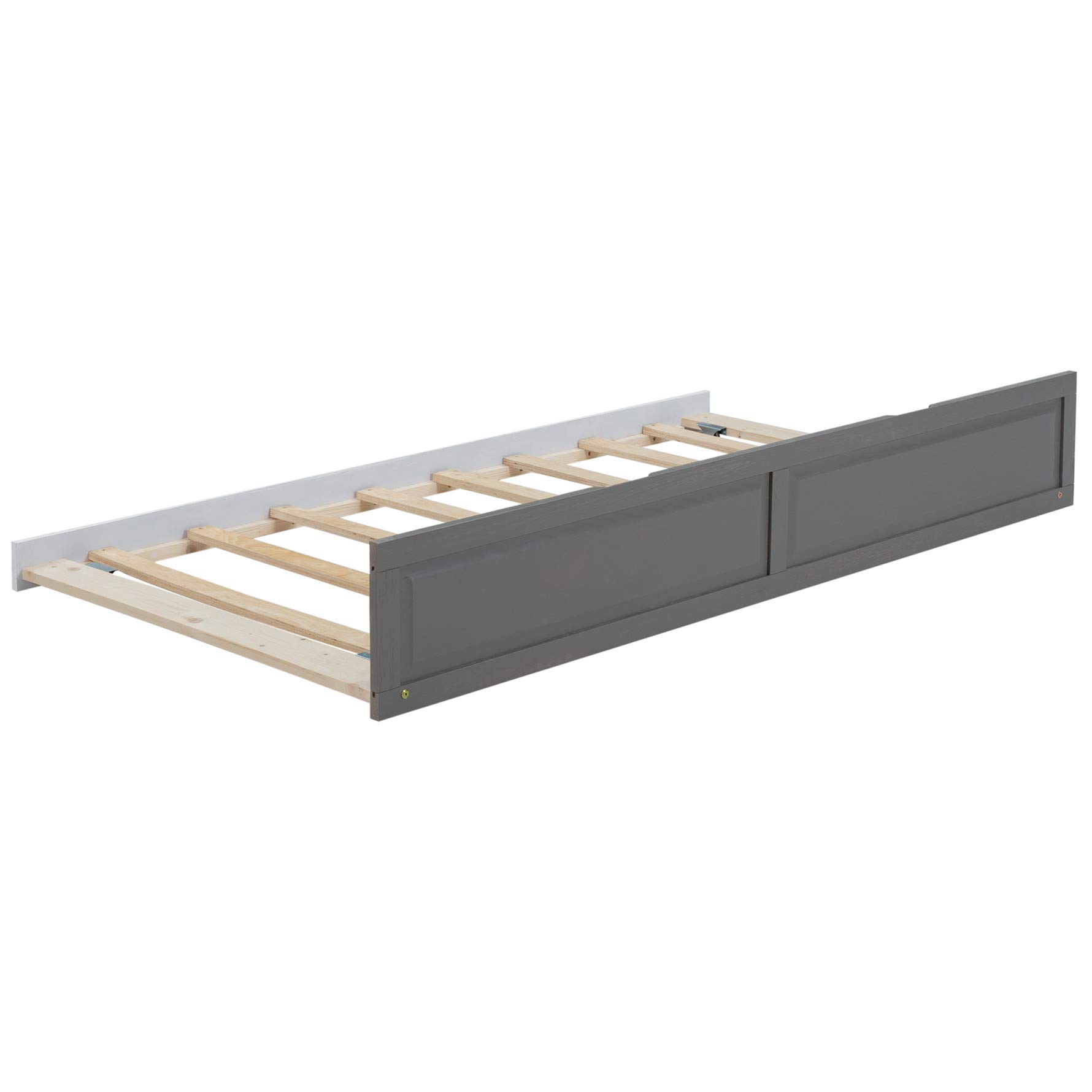 Harper & Bright Designs Full Over Full Bunk Bed with Trundle, Bunk Beds Full Over Full with Safety Rail & Ladder, Detachable Wood Full Bunk Bed Frame for Kids Girls Teens Adults ,Brushed Gray