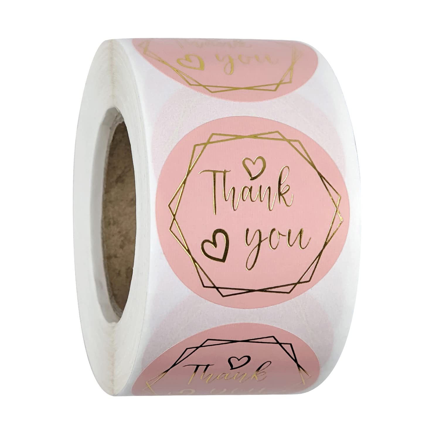 Louise Maelys 1.5 Inch 500PCS Thank You Stickers Small Business Pink Paper Sealing Stickers Round Thank You Label Tags for Packaging, Gifts, Shopping Bags and Envelope Seals