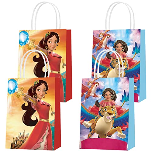 Thwae 16Pcs Elena of Avalor Party Favor Bags, Princess Elena Birthday Paper Gift Bags with Handles for Princess Elena Themed Party Decorations Goody Treat Candy Bags