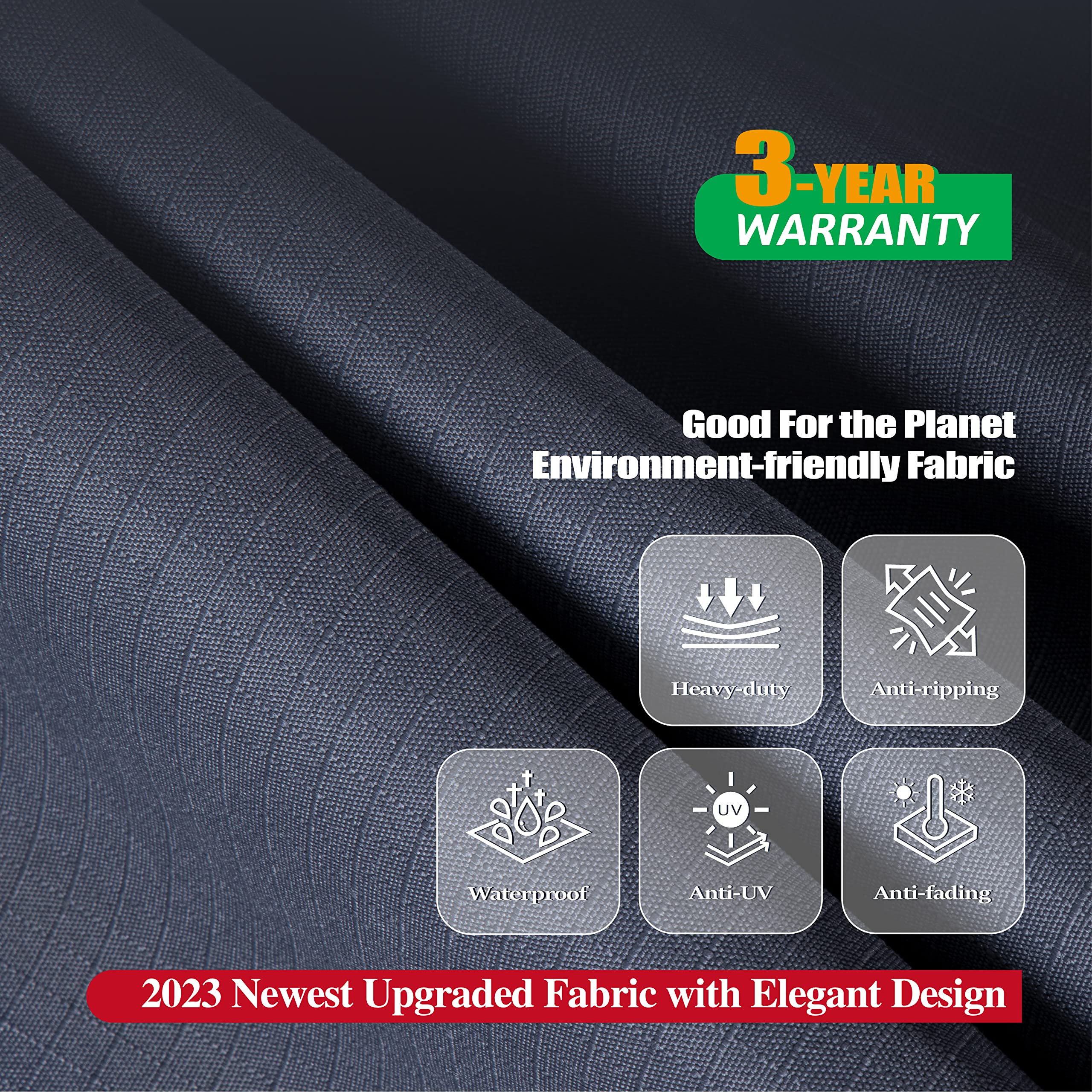 F&J Outdoors Heavy Duty Waterproof UV Resistant I Shape 3Seater Patio Sofa Cover,Grey,82Wx39Dx36H in