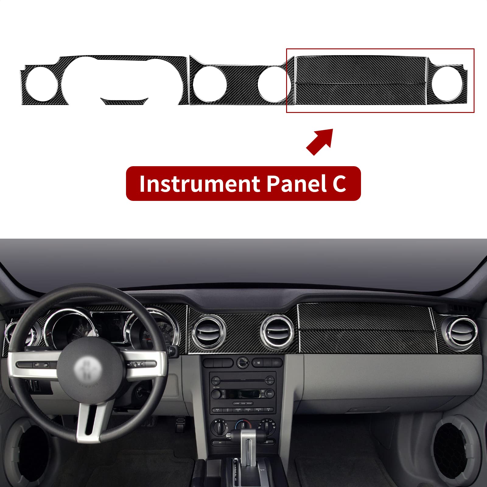 Car Copilot Air Vent Panel Sticker Decal Carbon Fiber Interior Trim Cover for Ford Mustang GT 2005 2006 2007 2008 2009 S197 Accessories