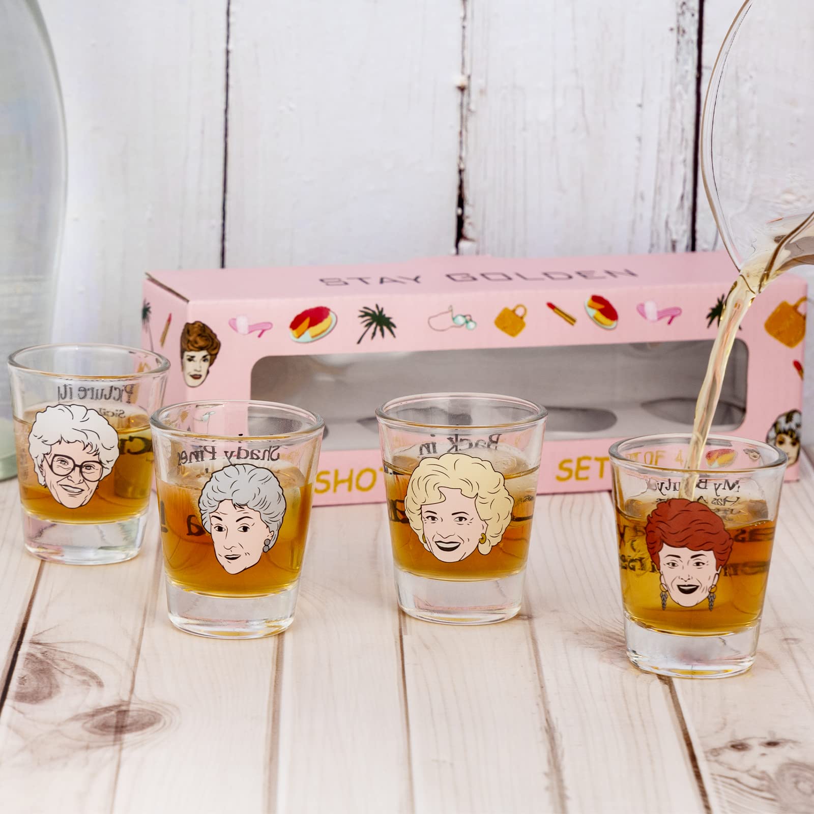 DDDDXO Golden Girls Mini Shot Glasses, Golden Girls Merchandise, Golden Girls TV Show Fans Gifts, Golden Girls Gifts for Women, Golden Girls Shot Glass Set of 4