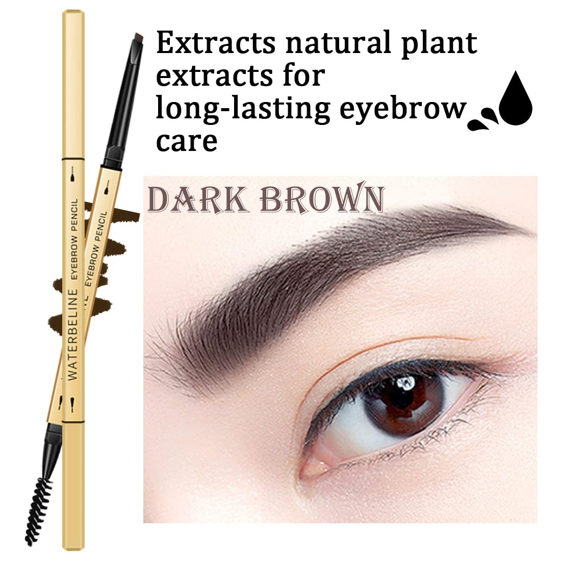 Eyebrow Tattoo Pencil, Eyeliner Pencil with Eye Makeup Long Lasting Waterproof and Smudgeproof Natural Looking Brows 3 Styles (Dark Brown/Black)
