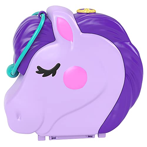 Polly Pocket Compact Playset, Jumpin' Style Pony with 2 Micro Dolls & Accessories, Travel Toys with Surprise Reveals