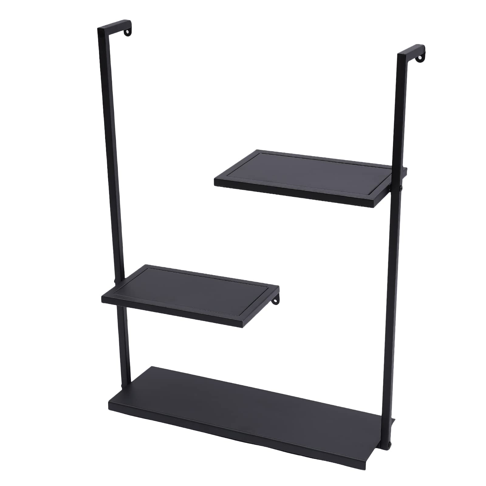 ILWorkTLs 3 Tier Floating Shelves,Wall Hanging Storage Rack,Wall Decor Storage Book Shelf,Wall Display Shelf for Bathroom Bedroom Livingroom Kitchen, Black