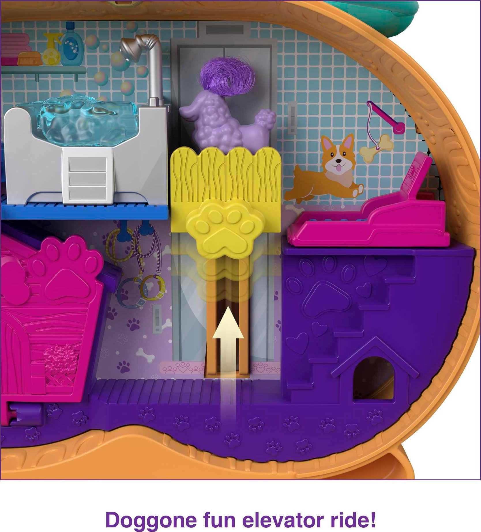 Polly Pocket Compact Playset, Corgi Cuddles with 2 Micro Dolls & Accessories, Travel Toys with Surprise Reveals (Amazon Exclusive)