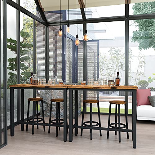 Hooseng Bar Table Set, 47" Pub Table High Table, Counter Dining Table with 2 Stools, 3 Piece Rectangle Kitchen Table Set Breakfast Bar Table for 2 Ideal for Kitchen, Living Room, Rustic Brown