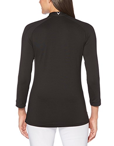 Callaway Women's 3/4-sleeve Shadow Striped Polo, Caviar, X-Small