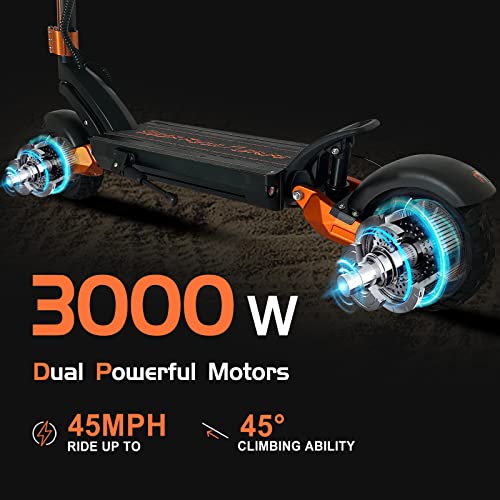 MetaMoov ZO08 Electric Scooter Adults, 3000W Dual Motors, 45 Mph Top Speed, 52 Miles Range, Dual Hydraulic Disk Brake Dual Shock Absorption 10" All Terrain Tires Fast E Scooter for Adults