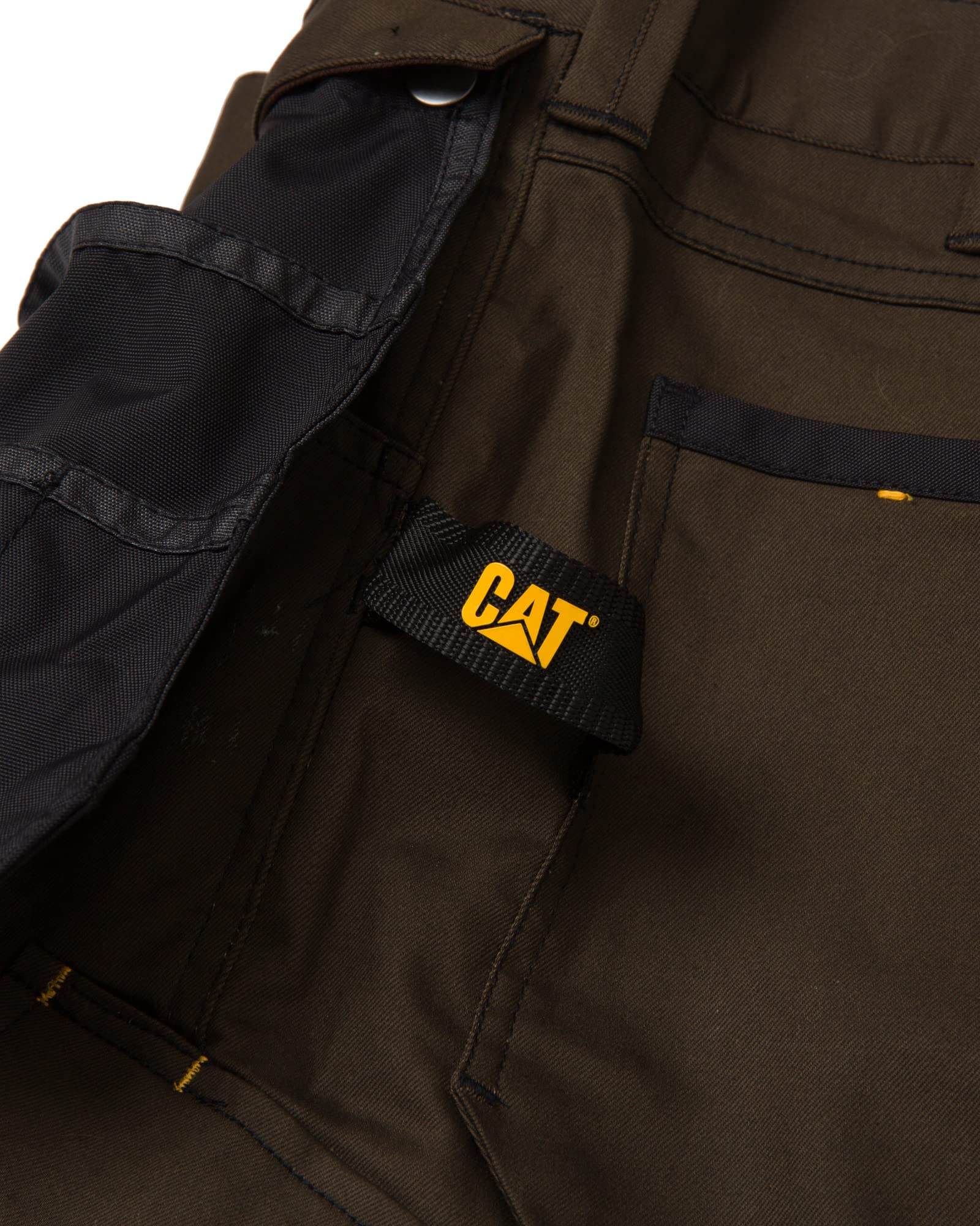 Caterpillar Men's H2O Defender Water Resistant Work Pants with Reinforced Knees, Bellowed Cargo Pocket and Tool Bags, Dark Earth/Black, 34/30