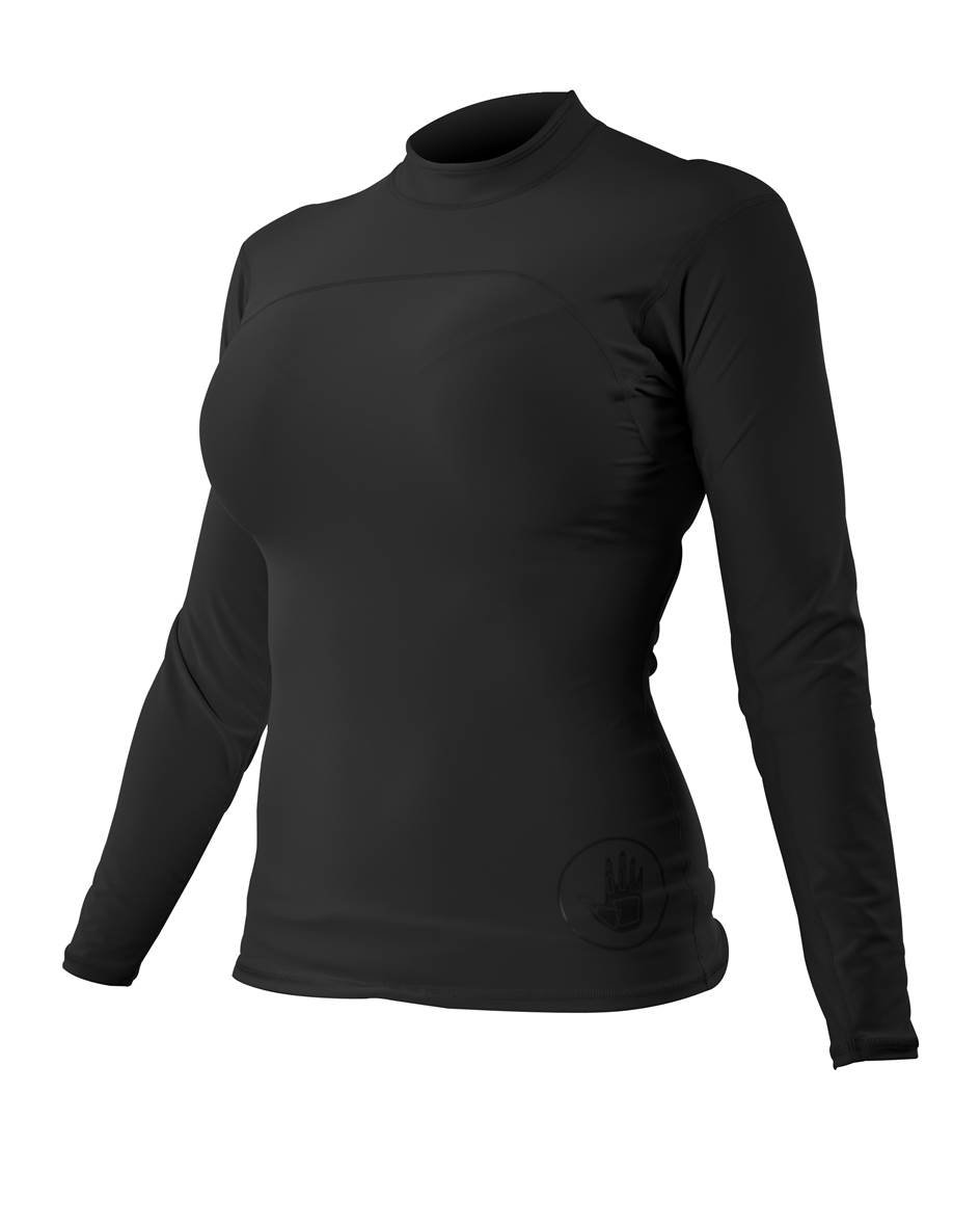 Body Glove Women's Smoothies Fitted Long Sleeve Rash Guard Tops, Black, Small