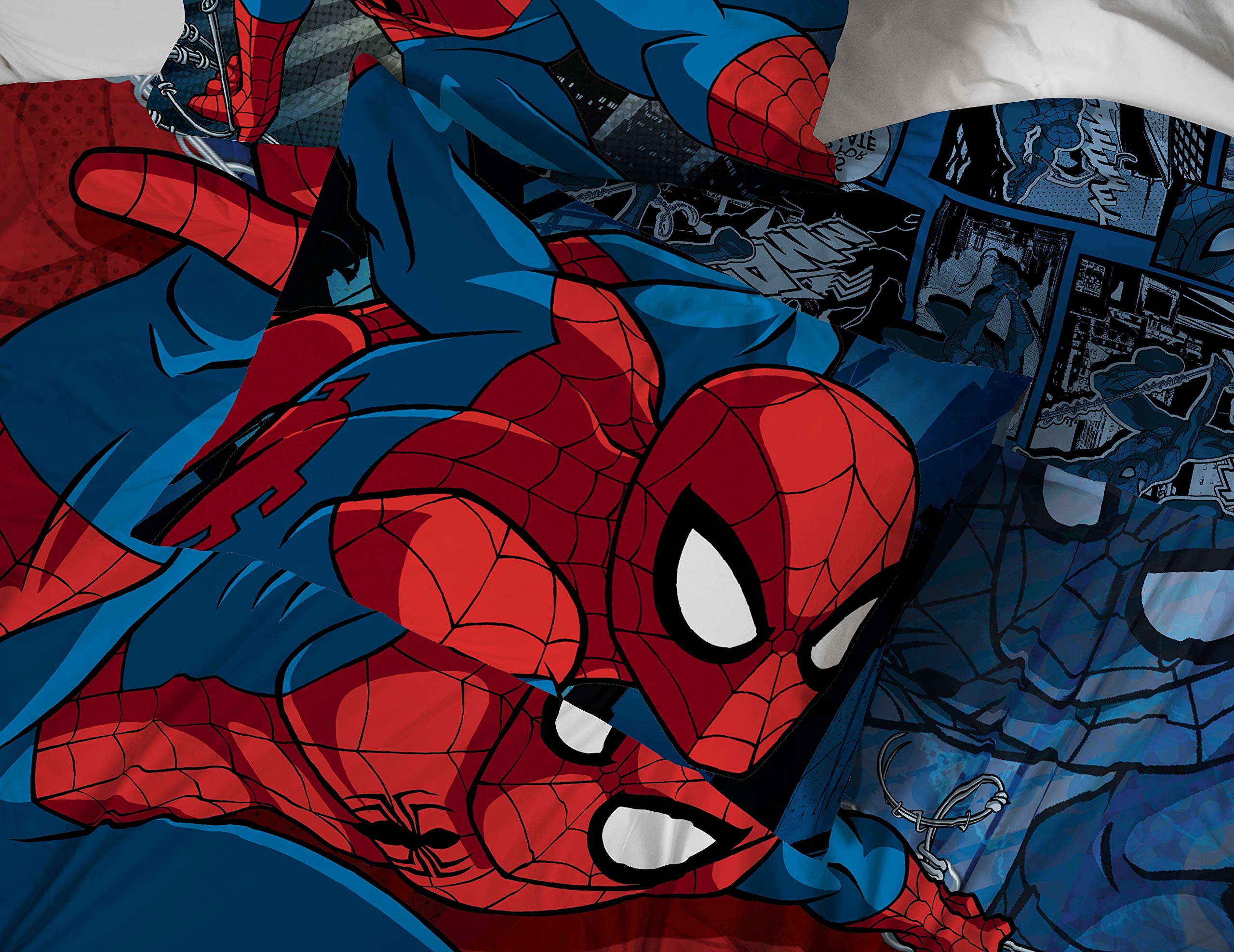 Jay Franco Marvel Spiderman Burst Full Sheet Set - 4 Piece Set Super Soft and Cozy Kid’s Bedding - Fade Resistant Microfiber Sheets (Official Marvel Product)
