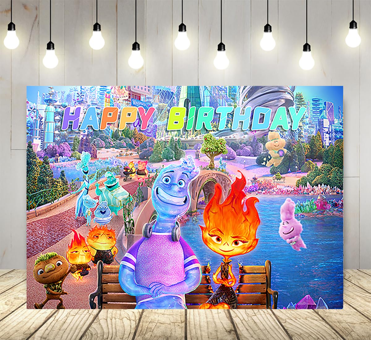 Color Elemental Backdrop for Birthday Party Supplies 5x3ft Elemental Theme Baby Shower Banner for Birthday Party Cake Table Decoration