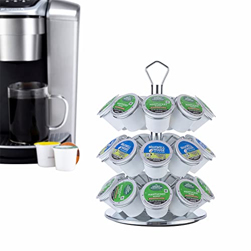 Rice rat K cup Holder Storage Coffee Capsules Pod Holder Carousel 3 Tier Compatible with 27 K-Cup Pods
