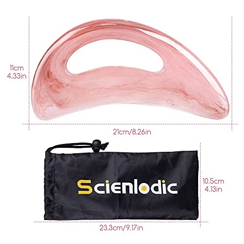 Scienlodic Gua Sha Massage Tool with Handle (Resin) Larger Guasha Scraping Tool for Back Neck Face Leg Massage, Lymphatic Drainage, Cellulite Remove