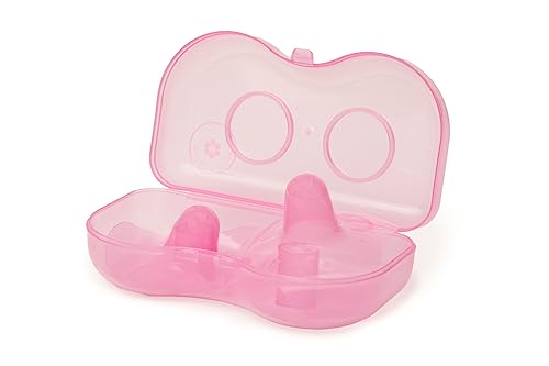 Nurture & Nectar Pink Nipple Shields for Nursing Breastfeeding Newborn Two-Pack with Case 20mm Ultra-Thin Silicone Soft Flexible for Mother Baby Skin Contact