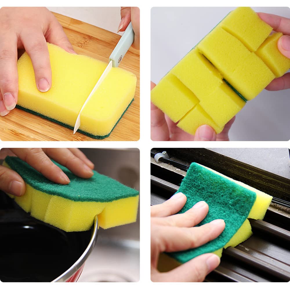 Color Sponge - High Density Scratch-Free Multipurpose Dish Sponge Color Variety Pack - BPA Free & Made with Polymer Foam - Dual-Sided Dishwashing Kitchen Sponge (Green+White+Yellow)