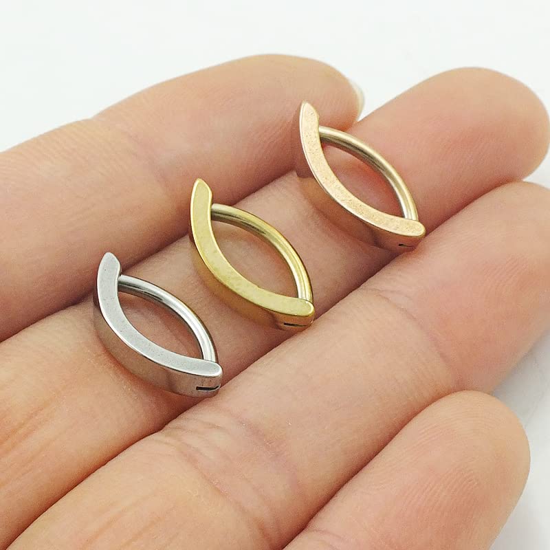 Bystar Women Belly Ring 2Pcs 14G Clicker Belly Button Ring Stainless Steel CZ Belly Ring Simple Reverse Navel Rings Body Jewelry