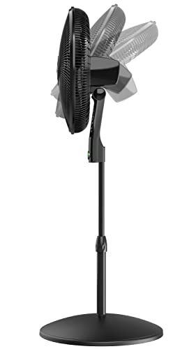 Lasko Oscillating 18-inch EcoQuiet DC Motor 12-Speed Pedestal Fan with Remote Control, Black, S18708, Large