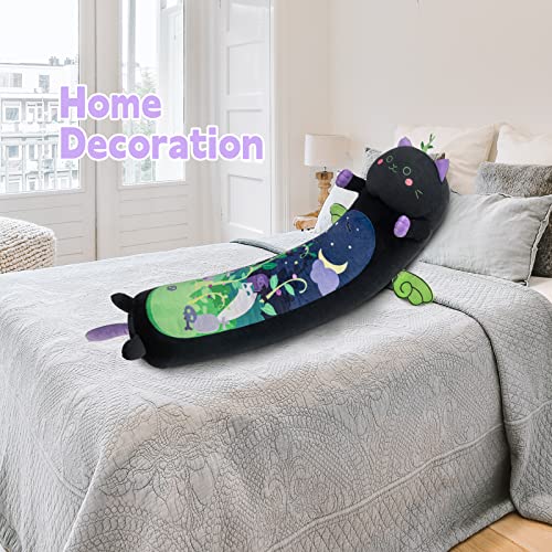 Mewaii Long Cat Plush Kawaii Body Pillow, 20β Cute Black Cat Stuffed Animals Soft Plushies, Kitten Plush Throw Pillow Doll Big Plush Toys Gift for Girlfriend