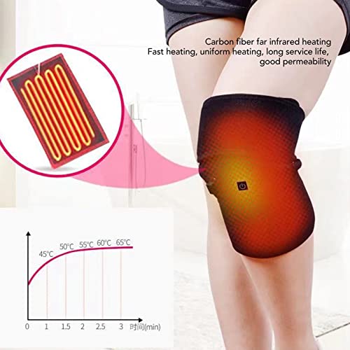 Demeras Knee Heating Pad, Black Heated Knee Brace Wrap USB Power Supply 2Pcs Portable for Pain Relief for Adults