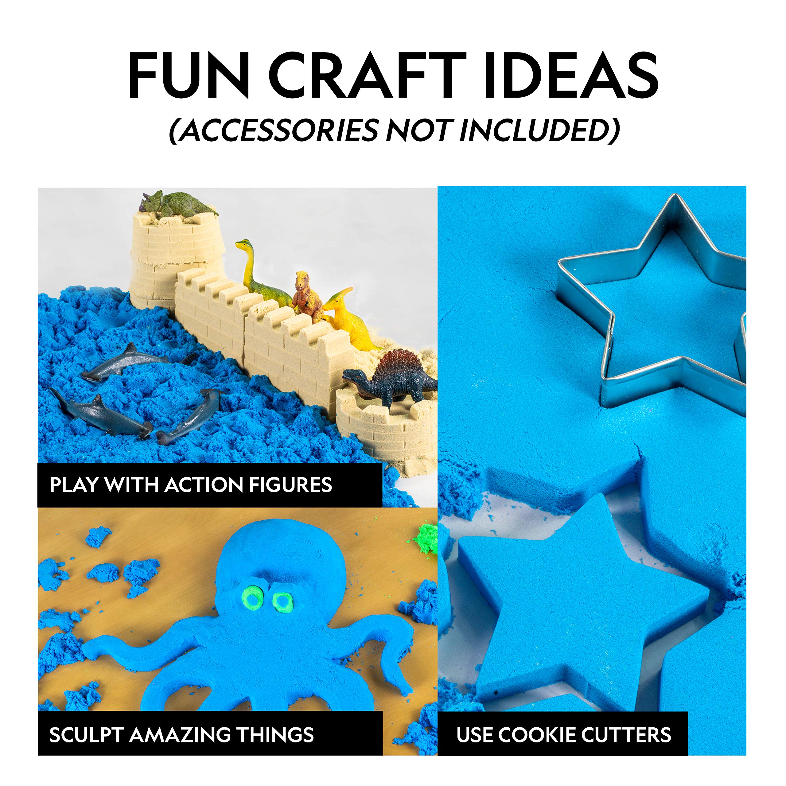 National Geographic 6 Lb. Moon Sand Combo Pack - 2 Lbs. Each of Blue, Purple and Natural Play Sand with Castle Molds - A Fun No Mess Sensory Activity, Kids Fake Sand Play Set (Amazon Exclusive)