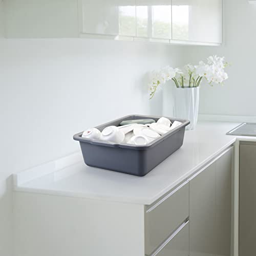 Qqbine 36 Quart Commercial Bus Tubs, Plastic Bus Box Dish Pan Basin, Gray, 4 Packs