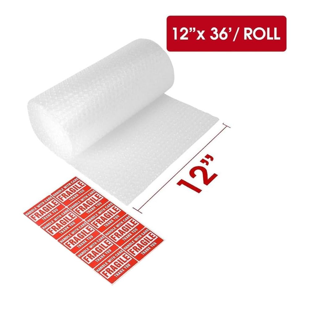 Bubble Cushioning Wrap 12 inch x 36 ft. - 72 Feet Total [2 Rolls of 36 Feet] Bubble Cushioning Wrap for Packing Moving Supplies Perforated Every 12" Amazing For Less (2-Rolls (72 Feet))