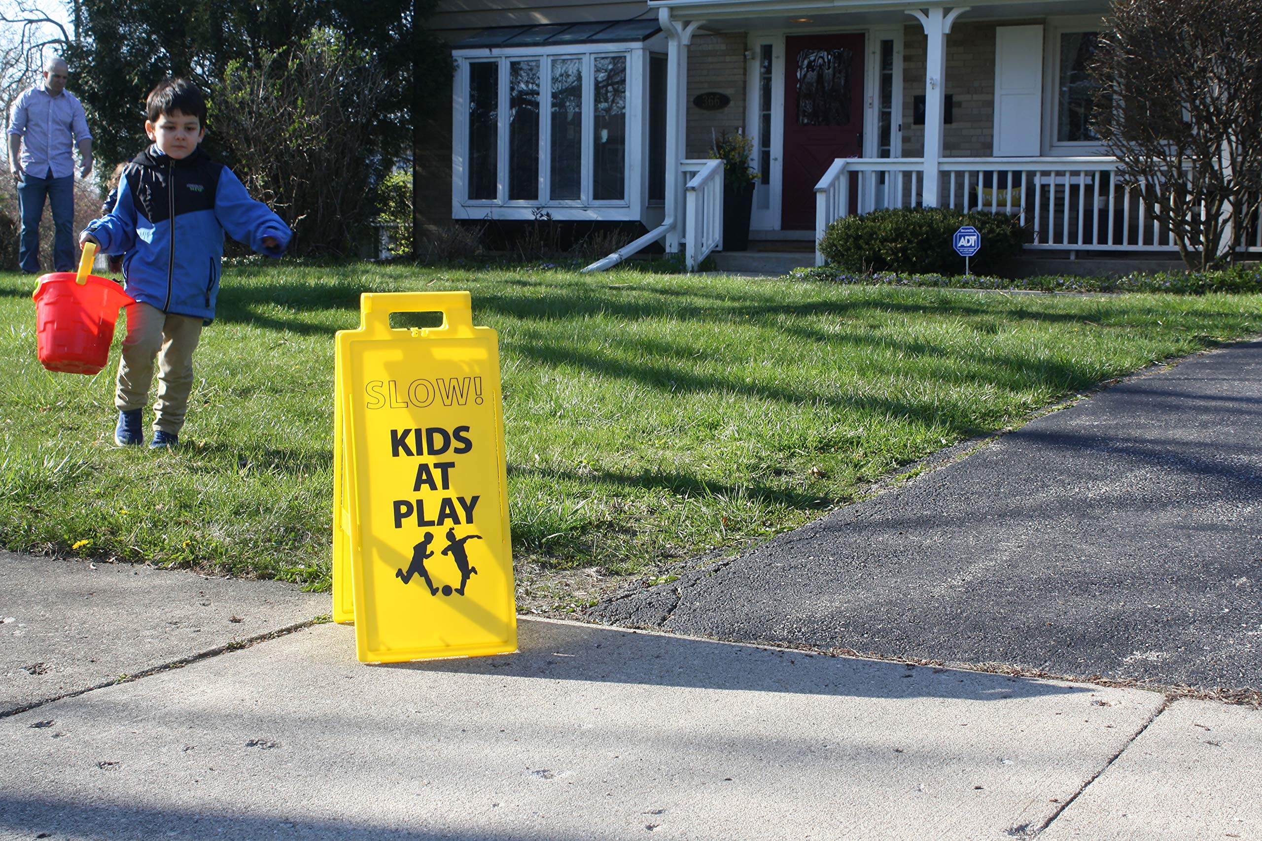 Cortina LAMBA 2x4 Safety Sign "SLOW KIDS AT PLAY" 25.75” x 11.5” x 2”, 03-600-60L, Lime