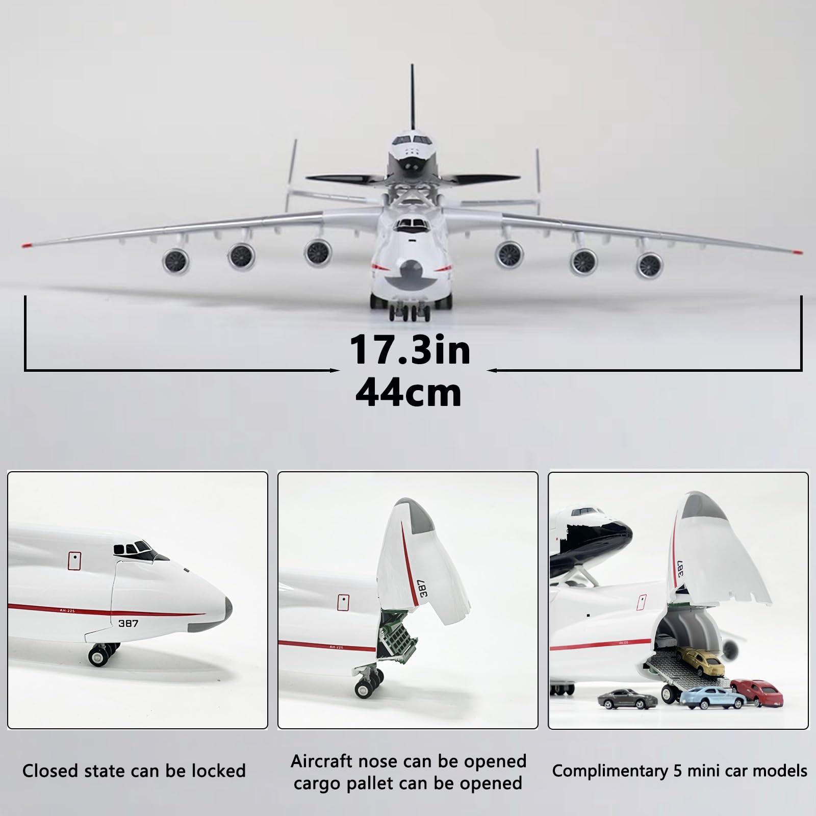 Mahfisj 1:200 Scale AN225 Model Airplane,Openable Cabin, 17-inch Length, Resin Aircraft Model Toy for Gifts and Collections (an225-2)