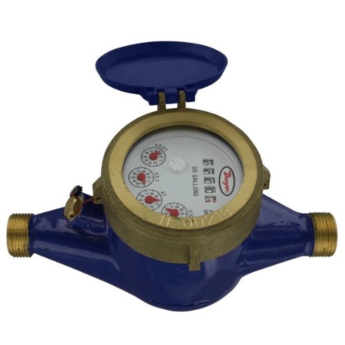 Dwyer® Multi-Jet Water Meter, WM2-A-C-03, 3/4" NPT, 30 GPM, Brass Body