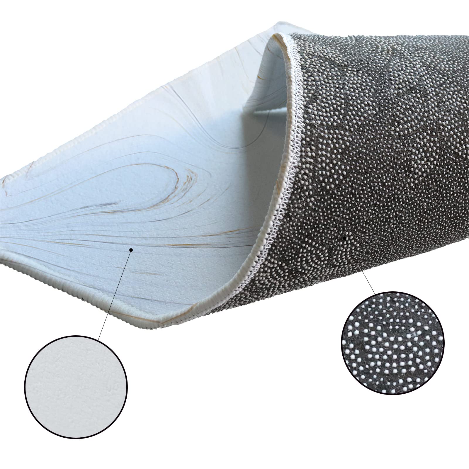 Debedcor Marble Kitchen Rugs and Mats Set of 2, Non-Skid White Bathroom Rugs, Washable Gold and Grey Kitchen Runner Floor Mat for Sink/Laundry Room/Office, 15.7"x23.6"+15.7"x47.2"