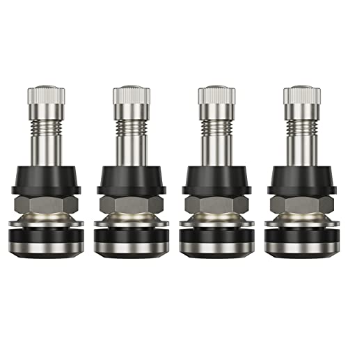 CKAuto 4 Pieces TR416 Metal Valve Stems Outer Mount Fits .453" & .625" Rim Holes Long 1 1/2", Silver