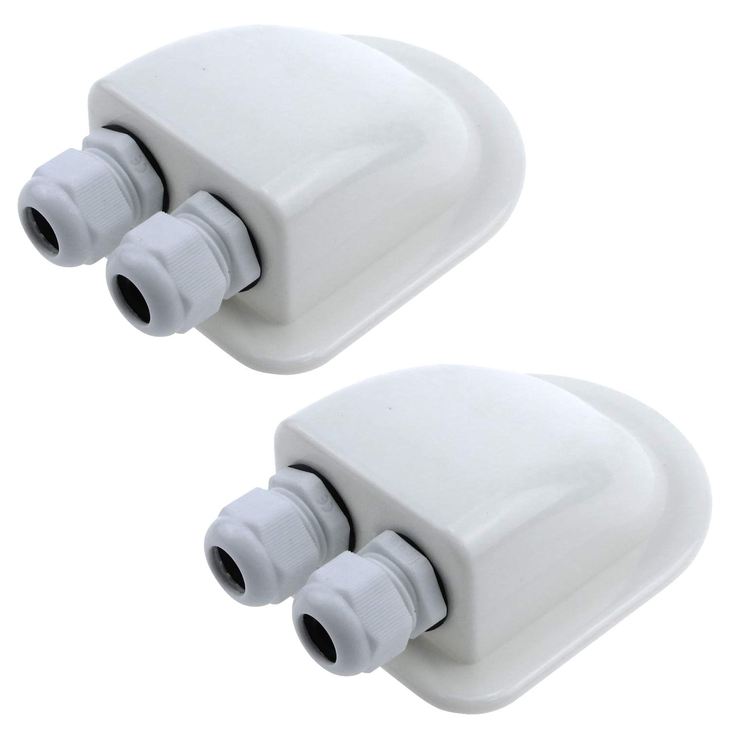 Coshar 2Pack ABS Solar Double Cable Entry Gland Cable Connector for All Cable Types from 2mm² to 6mm², Applied to RV Camper Van Travel Trailer Boat Cabin- White
