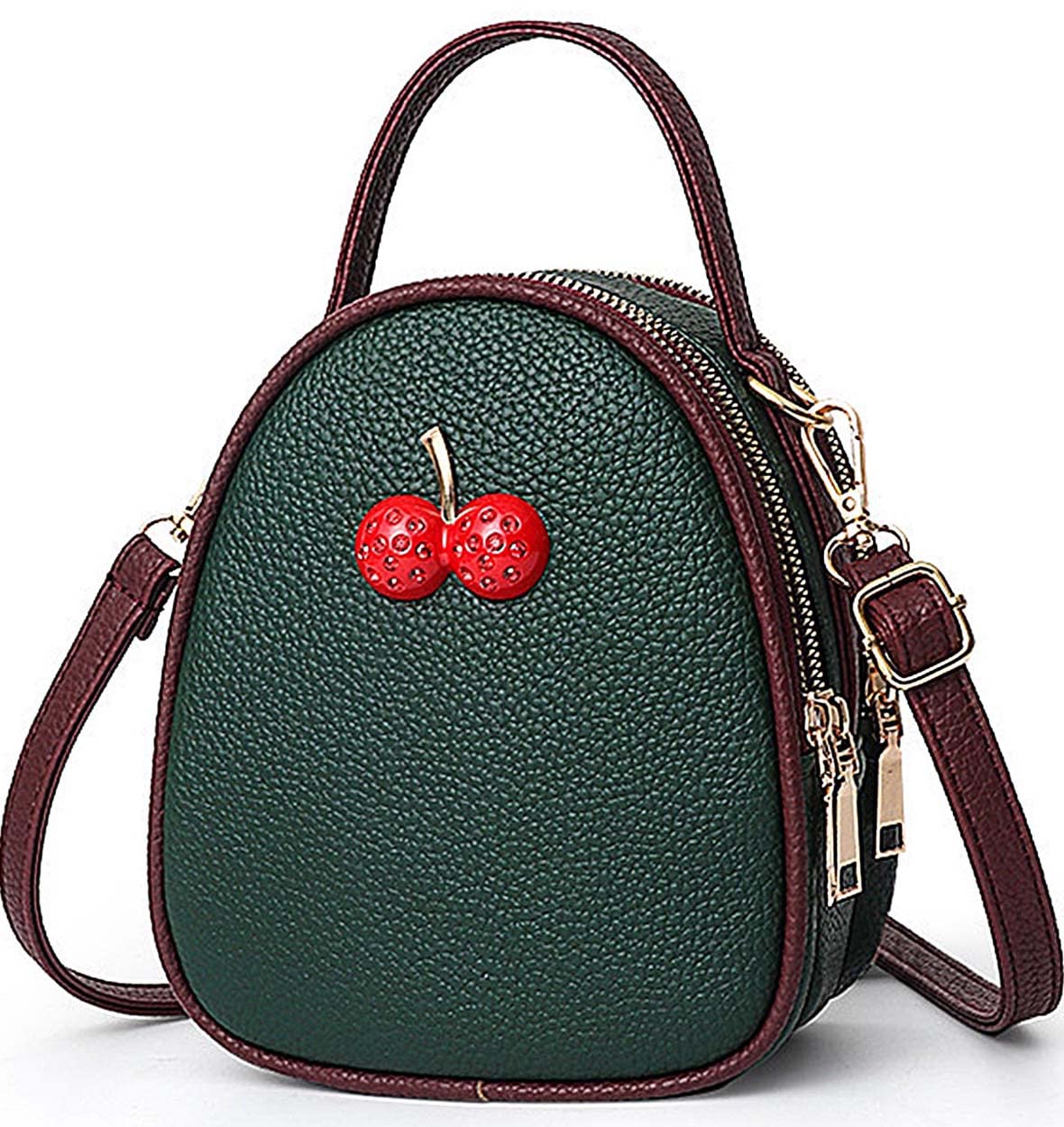 Small Leather Crossbody Bags Shoulder Bag for Women Stylish Ladies Messenger Bags Cell Phone Purse and Handbags Wallet (Cherry - Dark Green)
