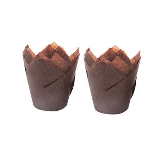 HEMOTON 150pcs Pink Tulips Mini Paper Cups Brown Wrapping Paper Butterfly Cupcake Liners Cookie Liners Muffin Tins Camouflage Pudding Cake Stand Bracket Coffee Mini Cake Boxes