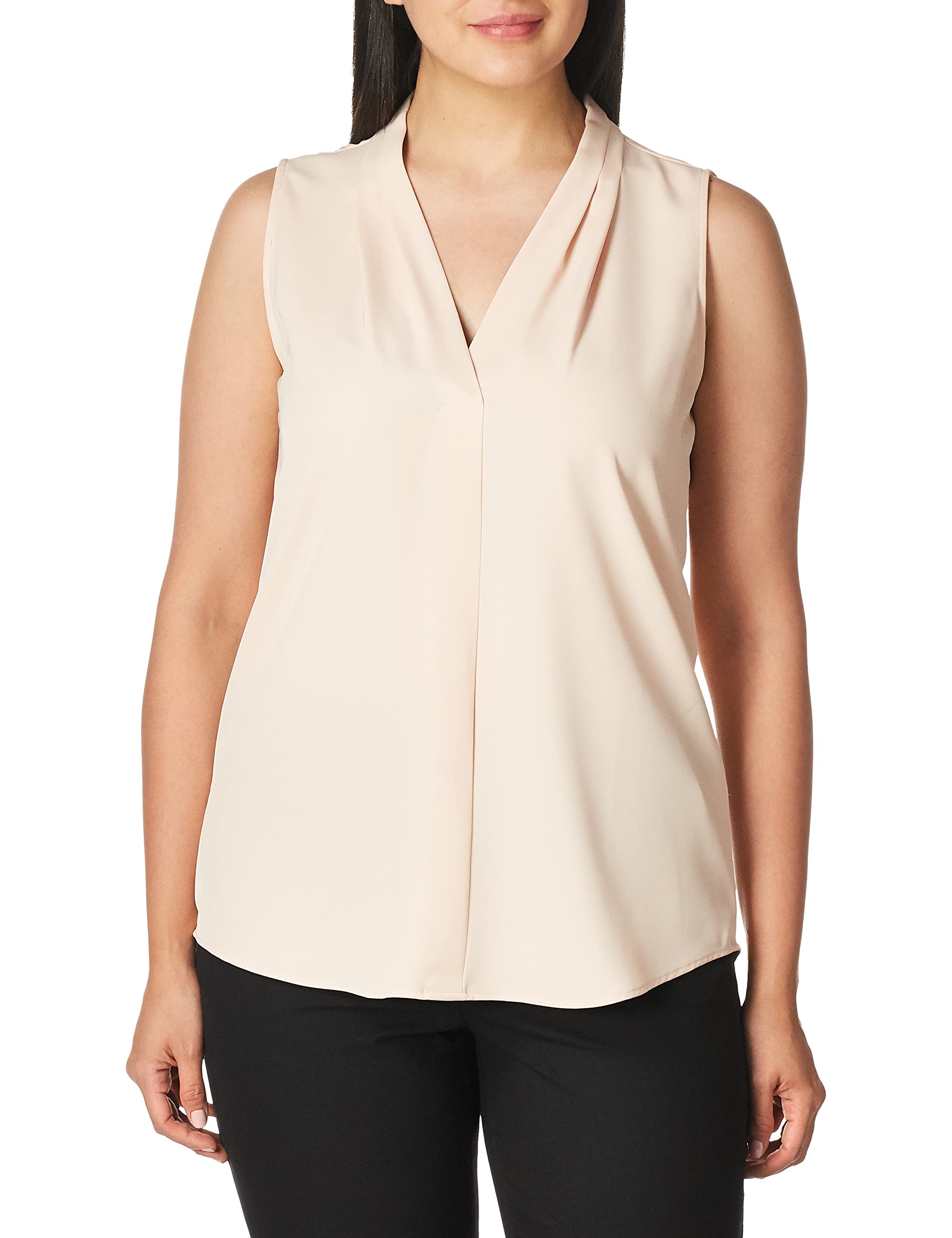 Calvin Klein Sleeveless Blouse – Business Casual Tops for Women (Standard and Plus), BLACK, Small