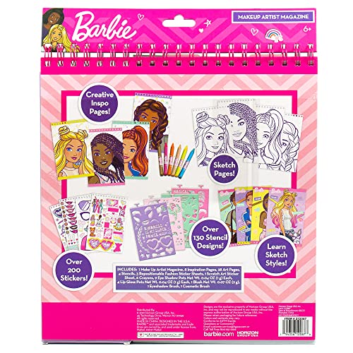 Horizon Group USA Barbie Makeup Artist Magazine, Create Your Own Hair & Makeup Looks Using 130+ Stencils, 180+ Stickers, Crayons, Pretend Makeup & More