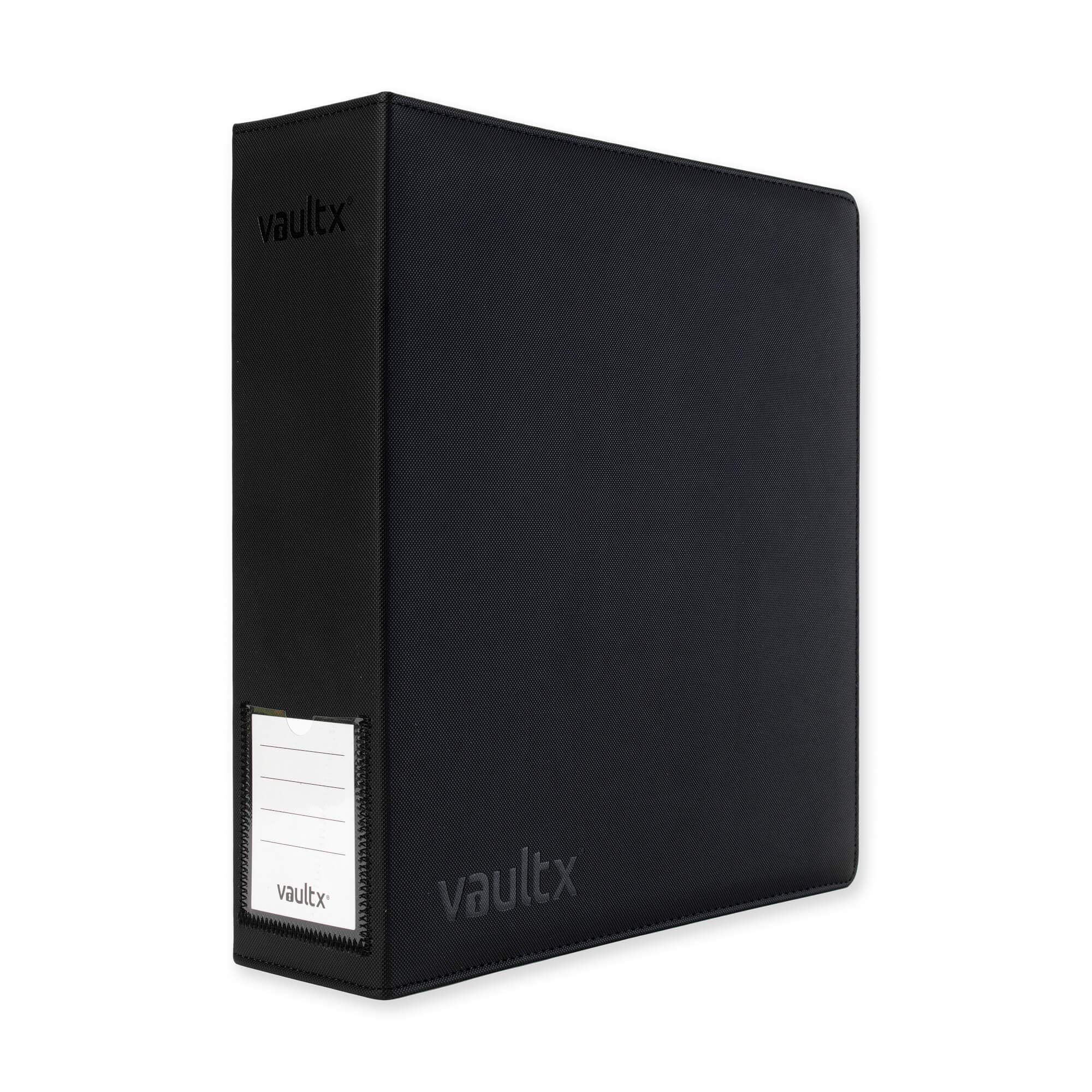 Vault X Premium Exo-Tec 3 Ring TCG Binder for 9 Pocket Trading Card Pages - 50+ Page Capacity Easy Open 3 D-Ring Clip Binder for TCG CCG Photo Cards (Large, Black)