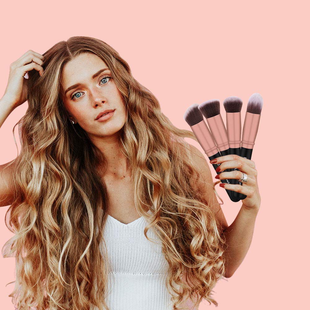 BS-MALL Makeup Brushes 18pcs Premium Synthetic Professional Eye Brushes Kit for Blending Eyeshadow Concealer Eyeliner Eyebrow(Rose Gold)