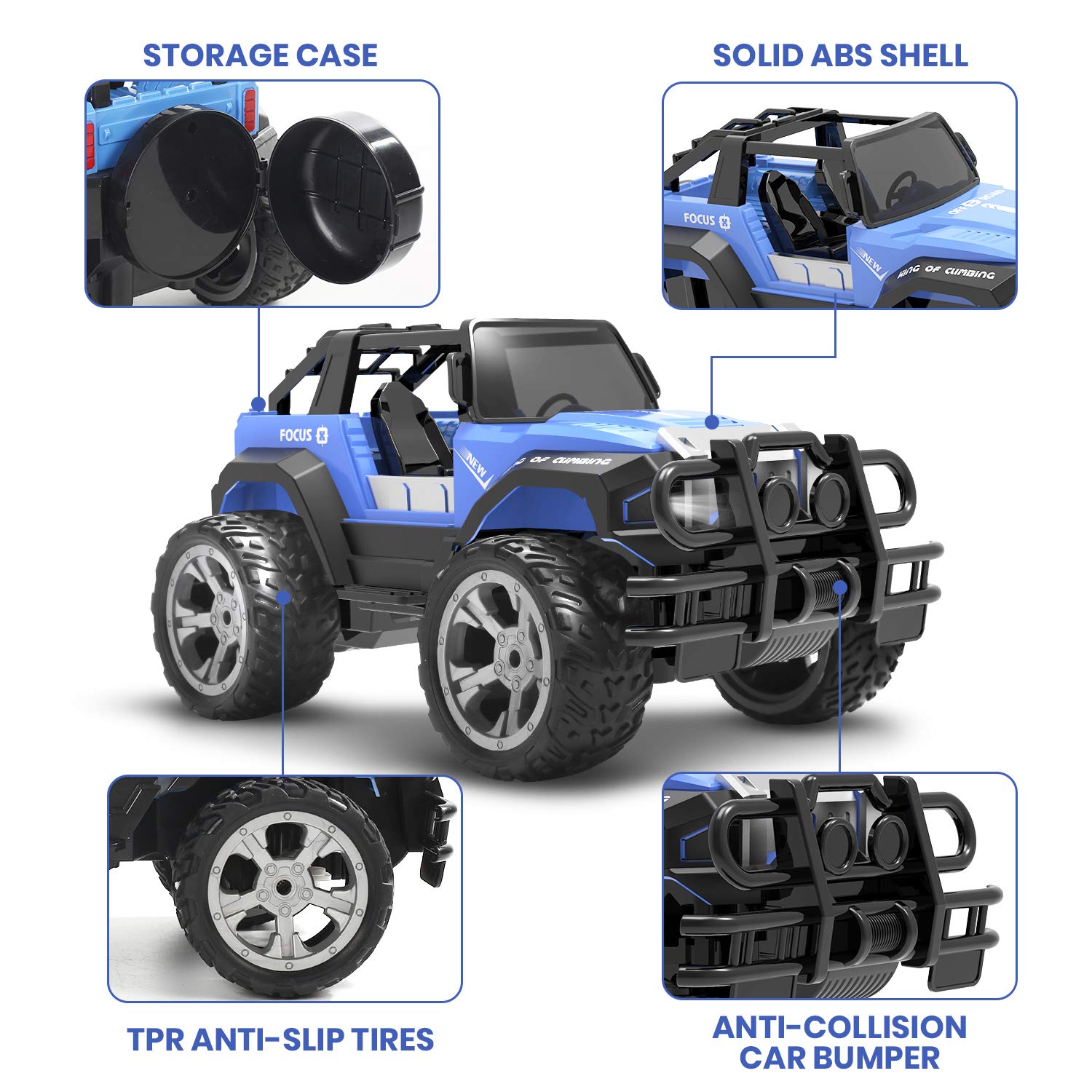 DEERC Remote Control Car, RC Stunt Car W/Lighting & Sound, 360° Rotation 4WD 2.4GHz All Terrain Monster Trucks, 2 Rechargeable Batteries 50 Min Play