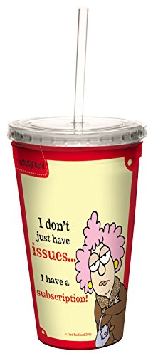 Tree-Free Greetings 16-Ounce Double-Walled Cool Cup with Reusable Straw, Aunty Acid Subscription Issues