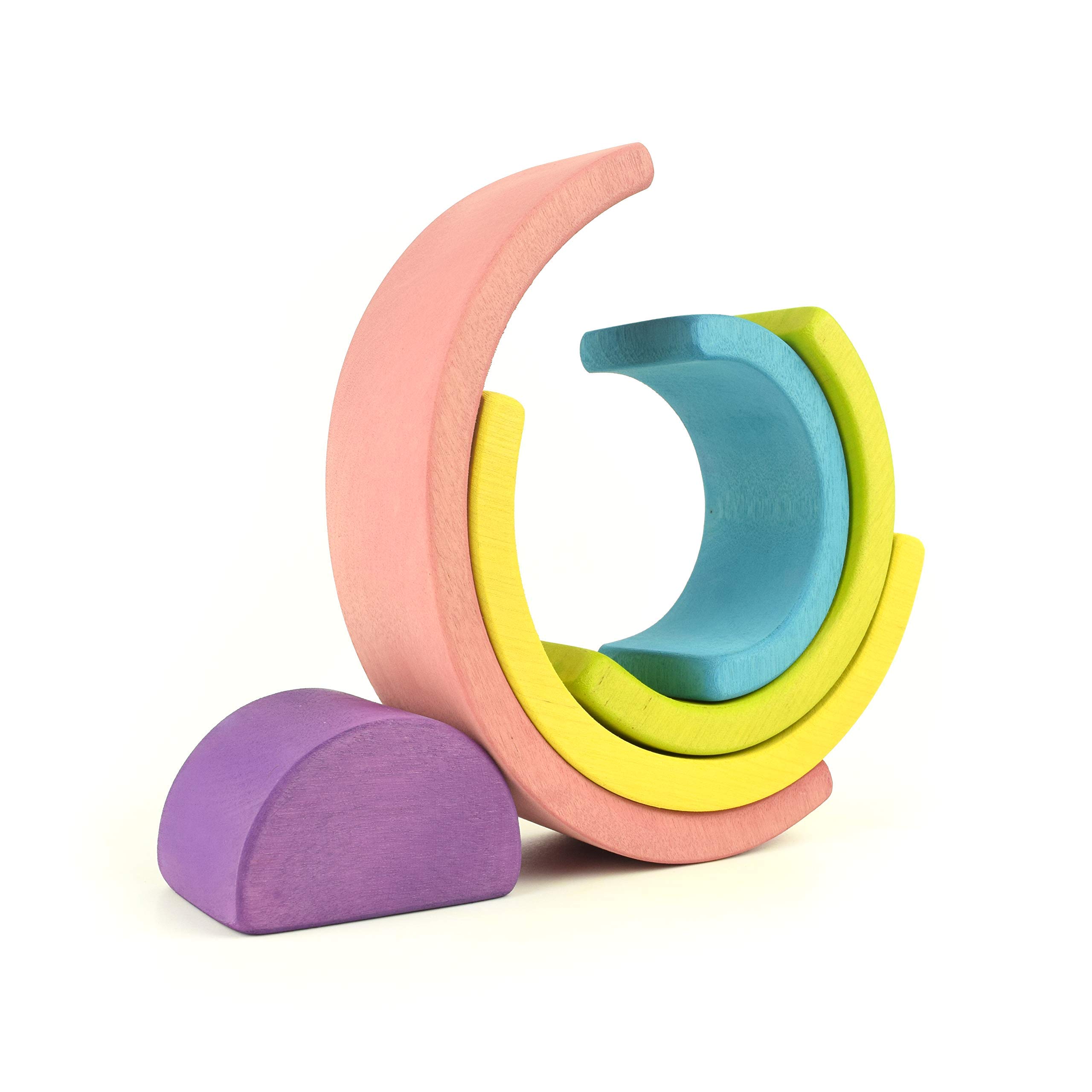 Pastel Rainbow stacking toy 5pcs Montessori toys for 3+ year old Rainbow stacker toy Educational Baby toys Stacking Blocks Learning toys