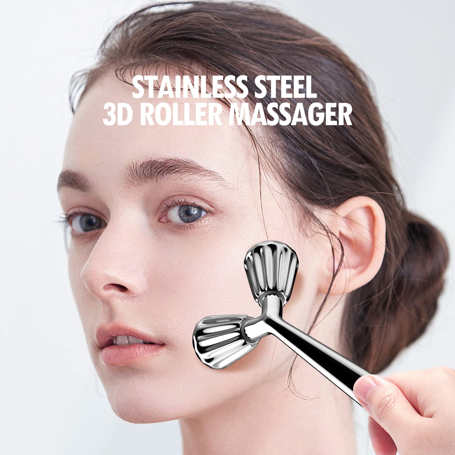 Face Massager Roller Metal Face Roller 3D Facial Roller and Gua Sha Massage Tool Kit Cooling Beauty Skin Roller for Face, Eye, Neck, Body Skin Care Tools Gift Sets for Women