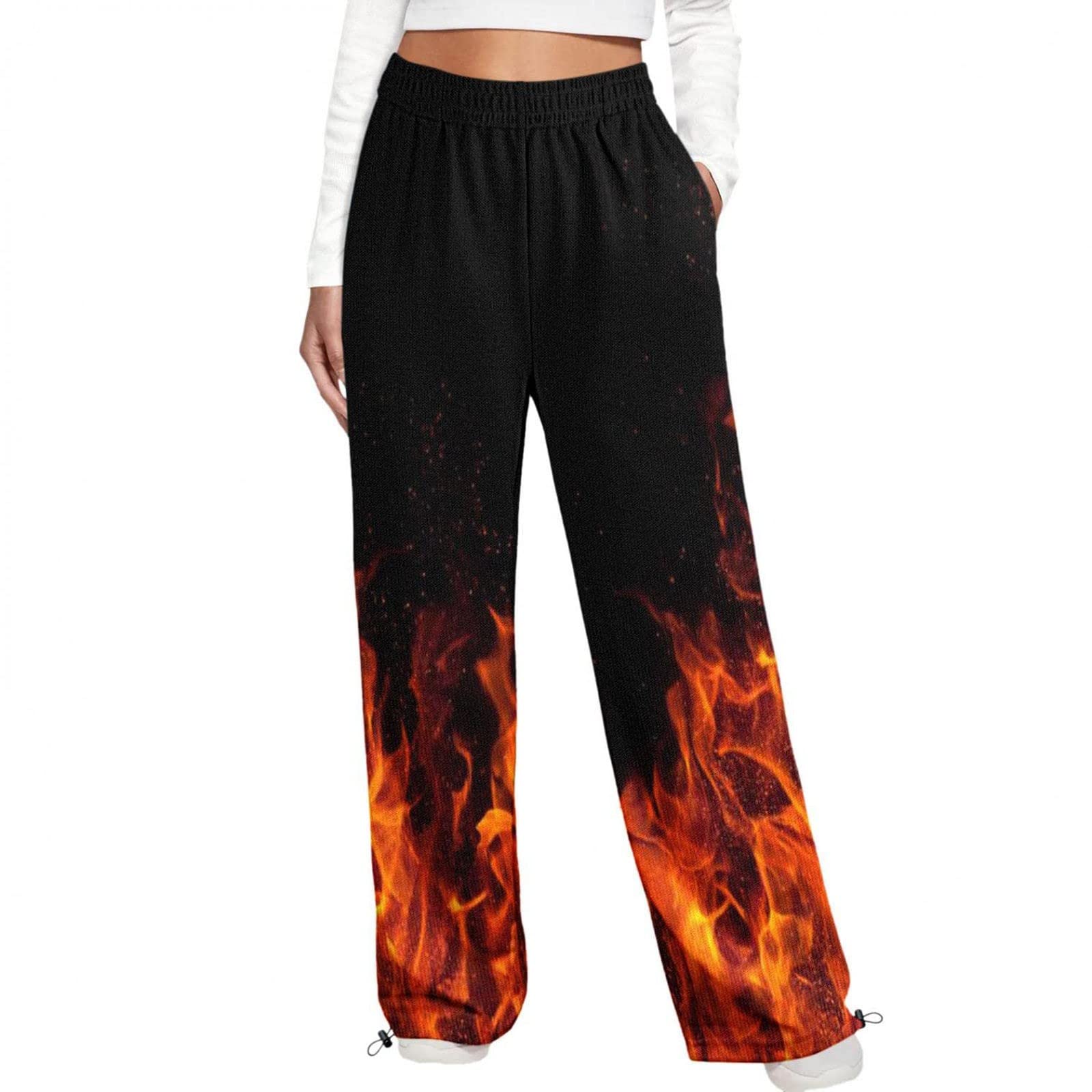 Cinch Bottom Sweatpants for Women High Waisted Fleece Lined Athletic Joggers Plus Size Soft Sweat Pant with Pocket A-red