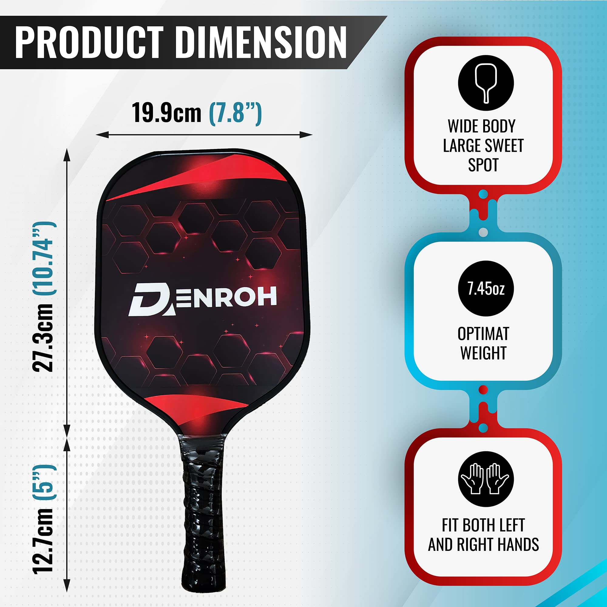 DENROH Pickleball Paddle Set of 4 – Carbon Fiber Pickleball Paddle Set with Balls, Retrievers, Covers – Premium Lightweight Graphite Paddle Racket Set with Accessories – Pickleball Gifts for Men Women