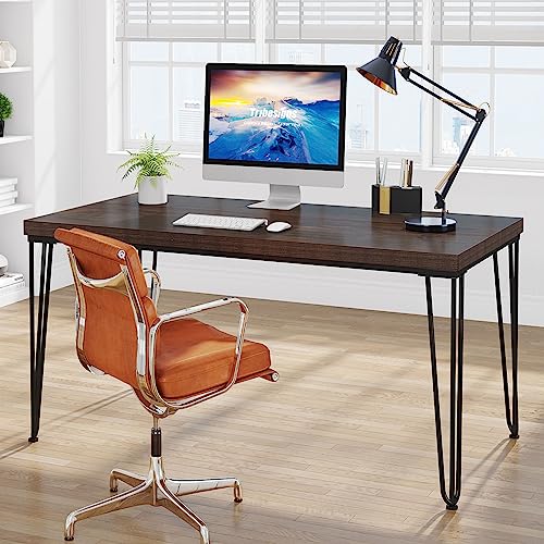 Tribesigns 62.9 Inch Rustic Computer Desk, Large Office Executive Desk with Metal Legs, Simple Writing Study Desk Workstation Conference Table Business FurnitureĀ for Home Office