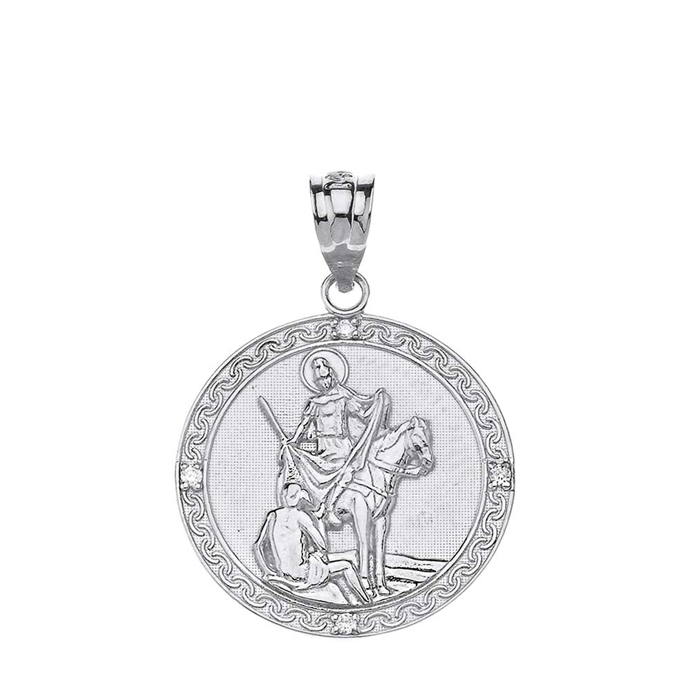 Claddagh Gold 925 Sterling Silver St. Martin Of Tours CZ Religious Round Medal Pendant (1")