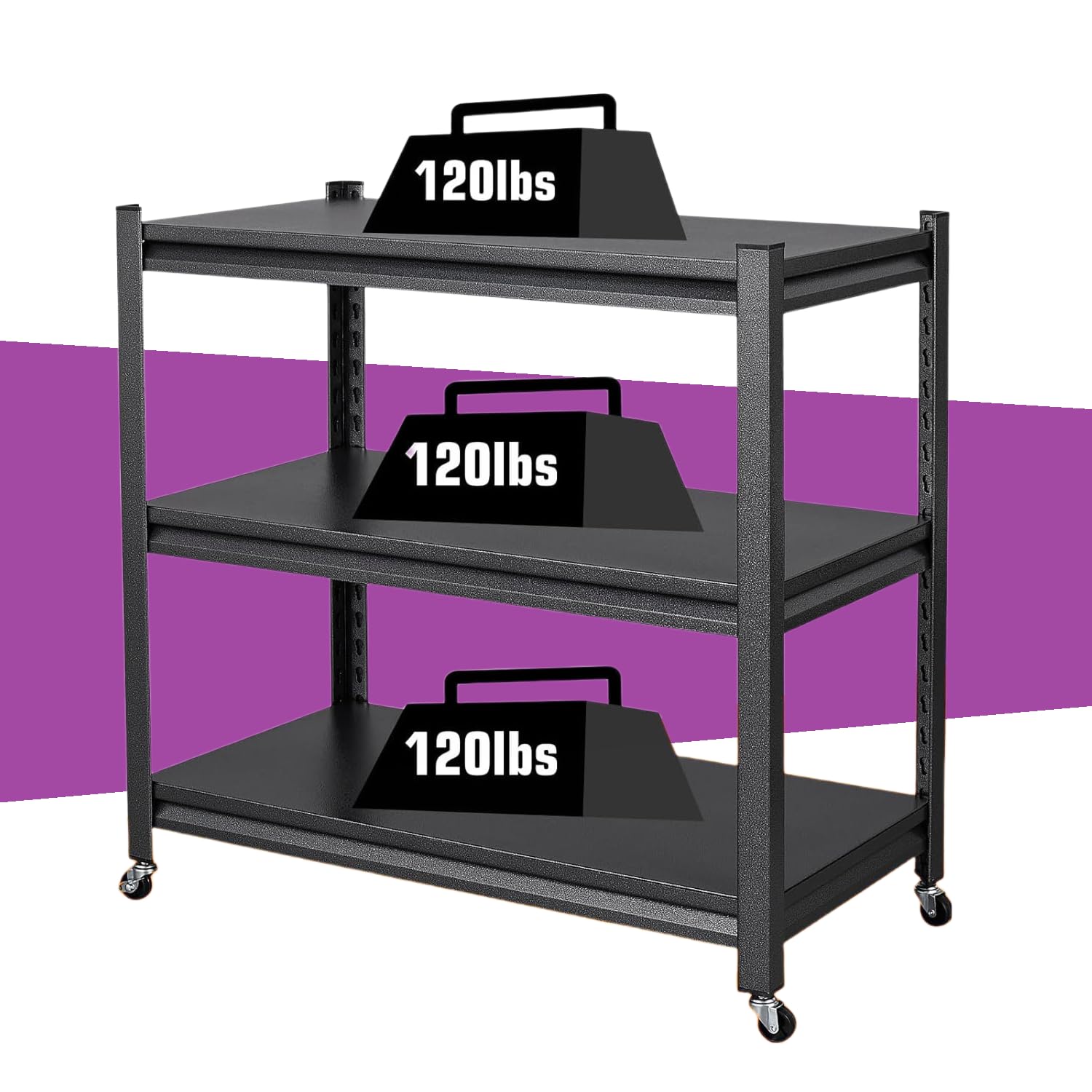 Generic 32"" W Storage Shelves,Heavy Duty Metal Shelving Unit,Pantry Shelves, Kitchen Shelves, Garage Shelving,Utility Rack (31.5"" WĆ15.7"" DĆ31.5"" H), Black, TGJZ-80W