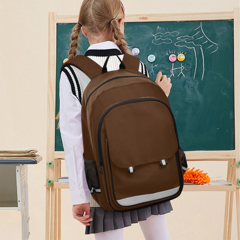 ODAWA Coconut Brown School Bags for Kids Large Capacity Lightweight Bookbags Girls Boys Backpack for Kids